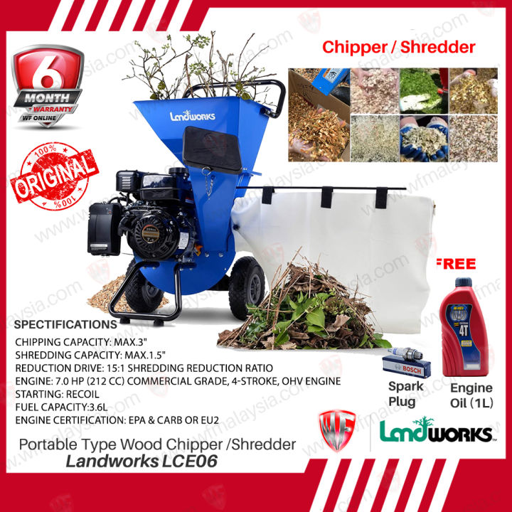 Landworks LCE06 7HP (212cc) 3 in 1 3'' Portable Type Wood Chipper Machine Chipping Shredder | Lazada