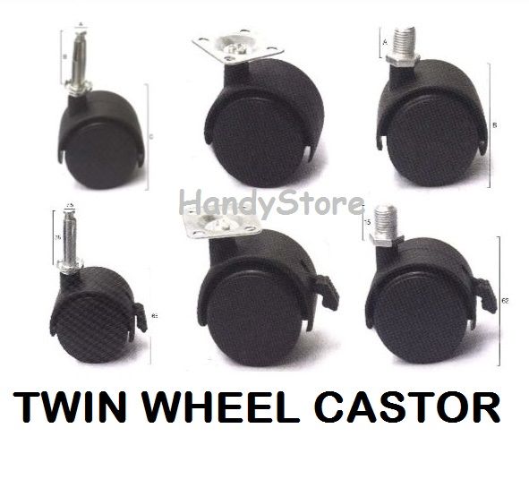 TWIN WHEEL CASTOR/ OFFICE CHAIR WHEEL/ DESK TV STAND TABLE WHEEL ...