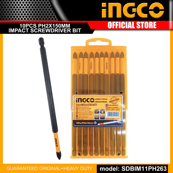 INGCO 10pcs Impact Screwdriver Bit Set PH2x150mm SDBIM11PH263 IHT ...