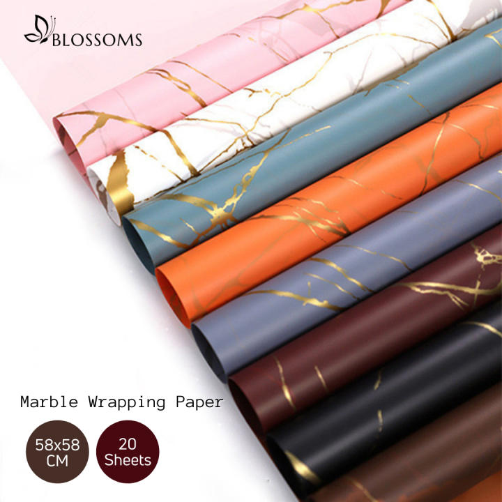 [MY Ready Stock] 20 Sheets Marble Wrapping Paper Bouquet Gift Florist ...