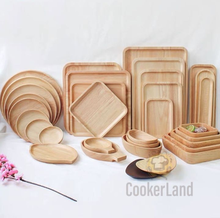 Oak Wood Round Wooden Japanese Tableware Serving Tray Tea Food Steak ...
