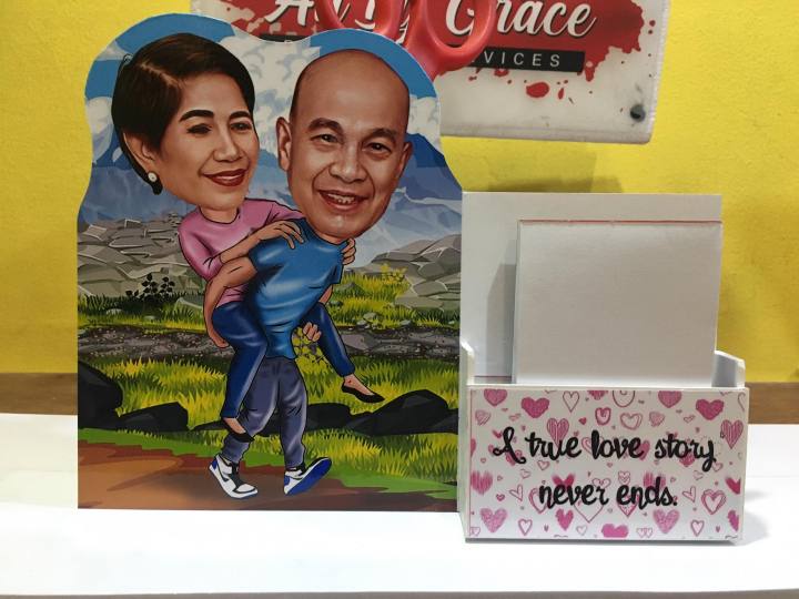Custom Caricature Desk Organizer with Pen Holder & Notepad Rack or 2026 ...