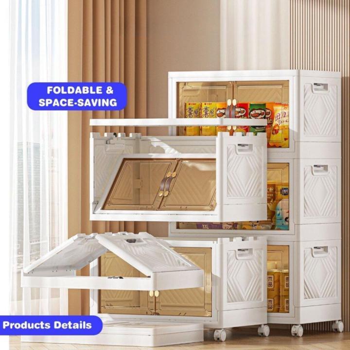 MR.HOUSEHOLD Magnetic door High transparent plastik almari baju chest ...