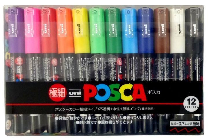 Posca Paint Markers 1M Extra Fine Posca Markers With Set Of Acrylic ...