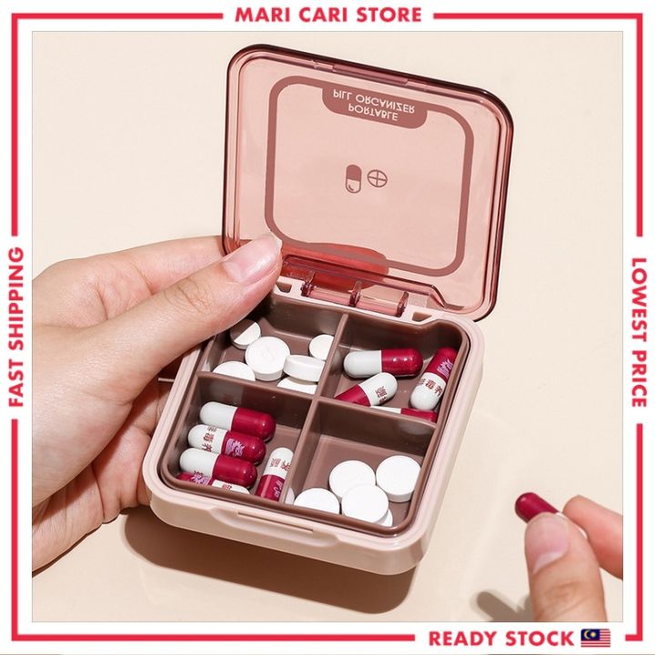 4 Slots Portable Pill Box Medicine Storage Box Pill Organizer Tablet ...