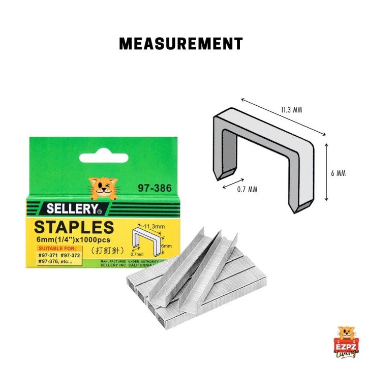 SELLERY Heavy Duty Staple Refills For Stapler Guns - Size: 6mm (1000pc ...