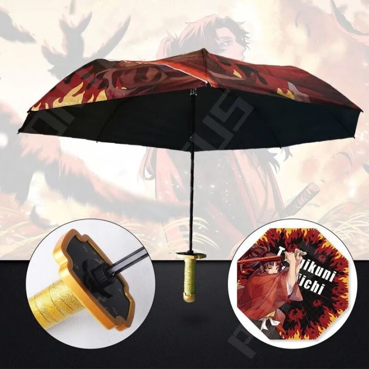 FDJEG Demon Slayer Kokushibo Katana Umbrella Folding Parasol Kimetsu No ...