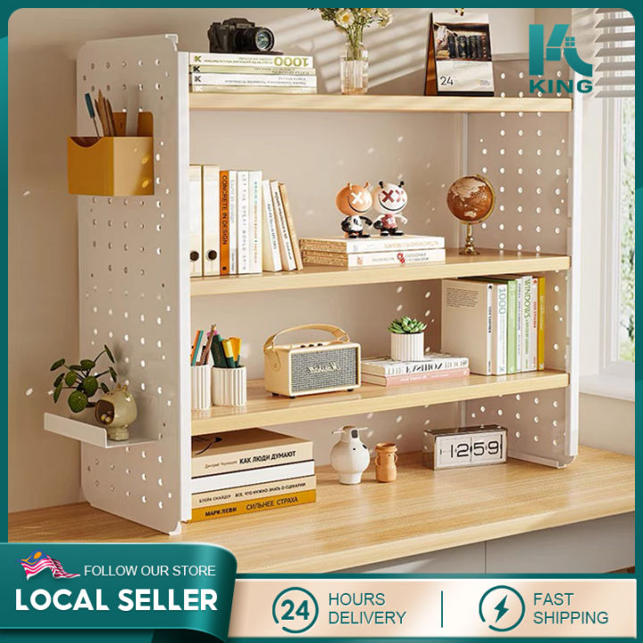 Desktop Storage Rack Desk Bookshelf Hole Board Home Study Desk Multi ...
