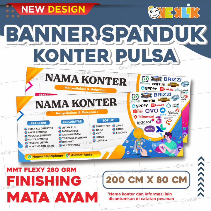 Spanduk Banner Konter Pulsa/ Banner Spanduk Konter Murah / Aksesoris Konter / Variasi Gradasi ...
