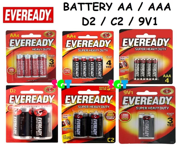 EVEREADY ( AAA / AA / 9V / C / D ) Super Heavy Duty Battery | Lazada