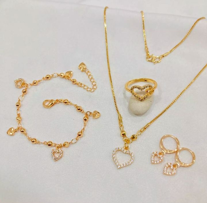 Set Perhiasan Love Lapis Emas 18K Aksesoris Fashion Wanita | Lazada ...