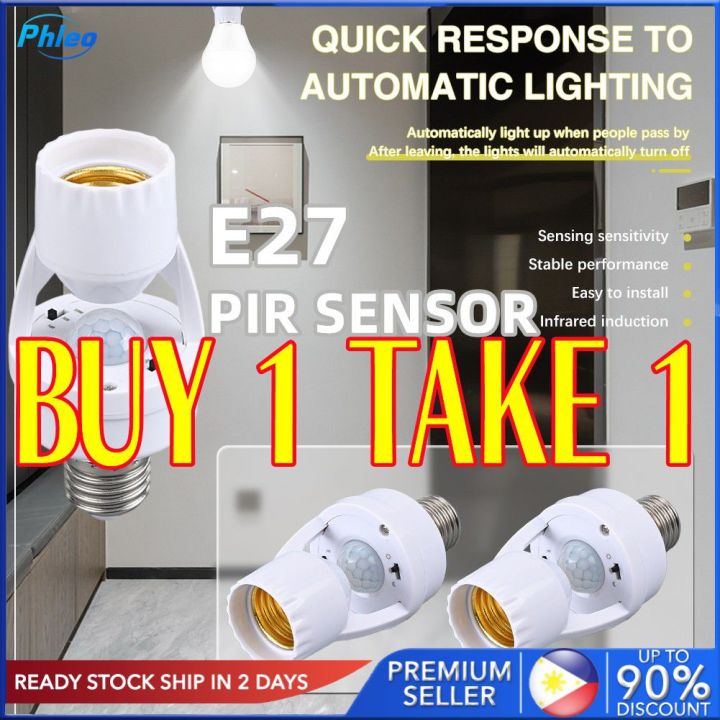 [Buy 1 Take 1] E27 PIR Sensor Lamp Holder Adjustable Gear 360 Degree ...