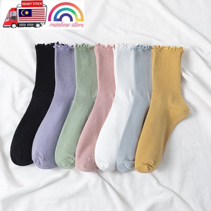 💗Ready Stock💗1 Pair of Plain Crew Sock Candy Socks Women Socks | Lazada