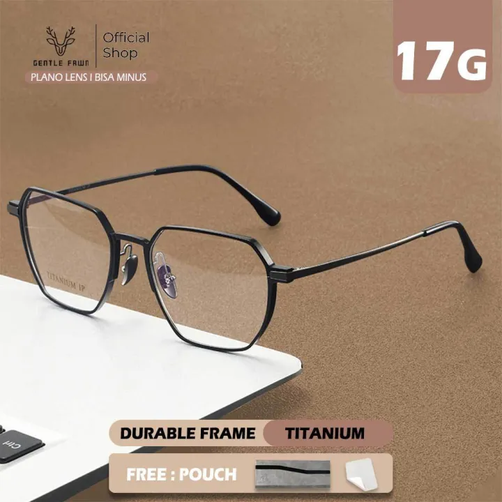 Gentle Fawn Frame Kacamata Titanium Ringan Bentuk Kotak Lensa Plano ...