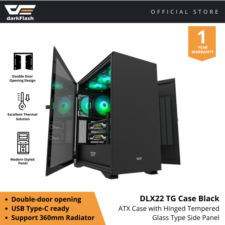 darkFlash DLX22 Micro ATX Case Door Opening Tempered Glass Type. Solid ...