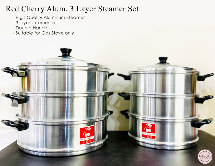 Red Cherry 3 Layer Aluminum Steamer Set | Lazada PH
