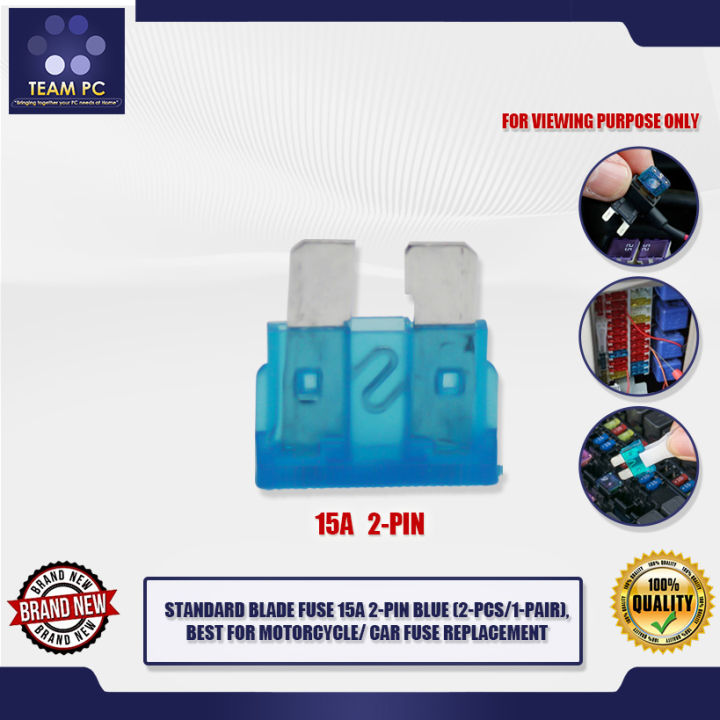 TEAM PC STANDARD BLADE FUSE 15A 2-PIN BLUE (2-PCS/1-PAIR), BEST FOR ...