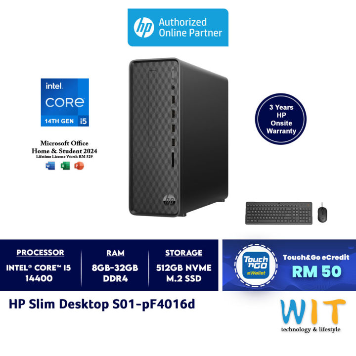 HP Slimline S01-pF4015d /pF4016d Desktop (Intel Core i7-14700/i5-14400 ...