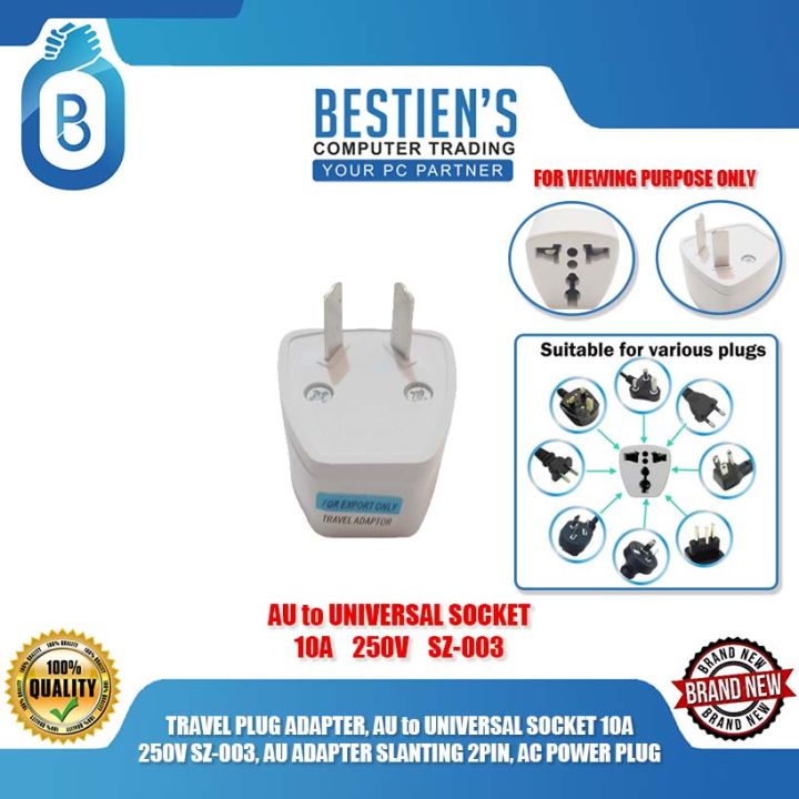 TRAVEL PLUG ADAPTER, AU to UNIVERSAL SOCKET 10A 250V SZ-003, AU ADAPTER ...