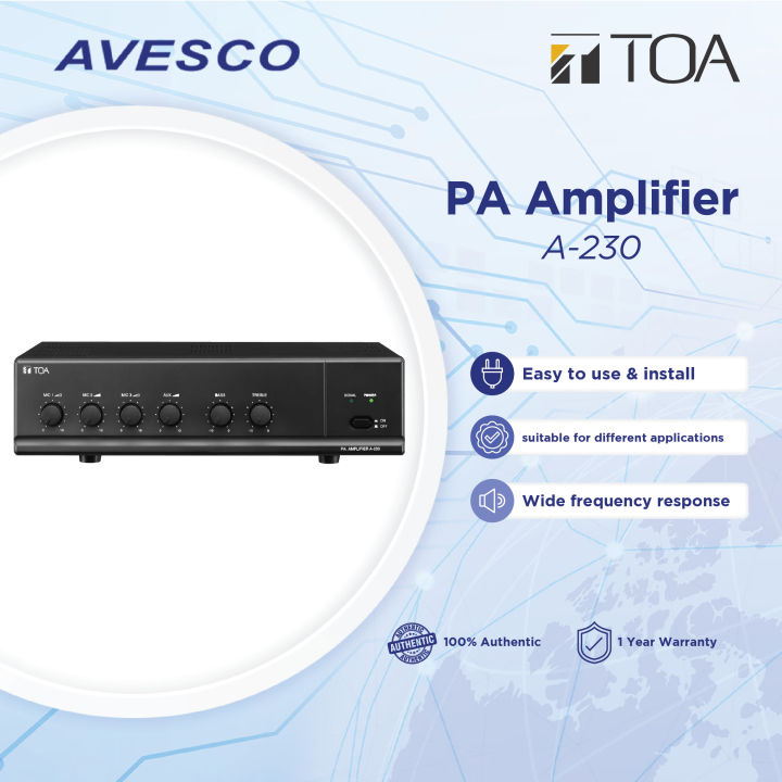 TOA PA Amplifier 30W | A-230 | | Background Music | Paging Oration ...
