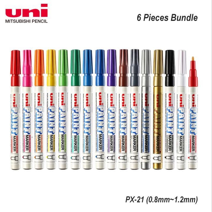 Uni Paint Marker PX-21 0.8~1.2mm (Bundle of 6 pieces) | Lazada Singapore