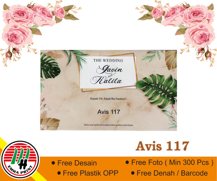 100 pcs Undangan Avis 117, Undangan Pernikahan, Undangan Khitan ...