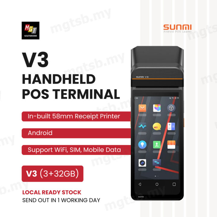 Sunmi V3 Handheld Terminal Receipt Printer Android POS Device Mesin ...