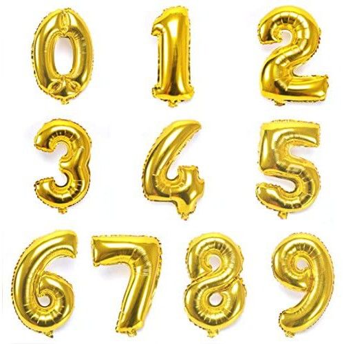 Balon Foil Angka Gold 40 cm / Balon Ulang Tahun Angka Perlengkapan ...