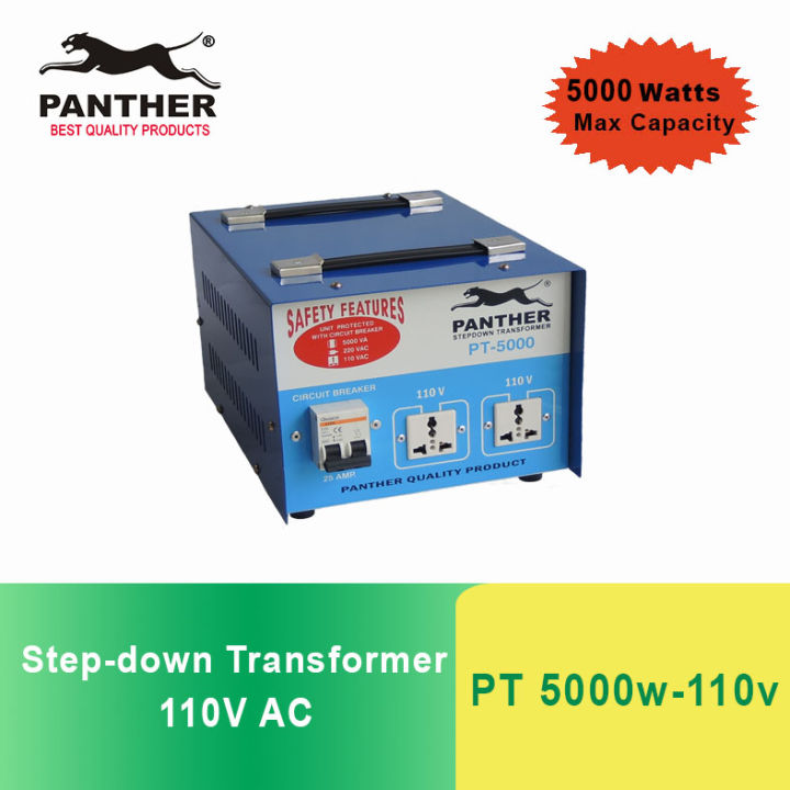 Panther PT 5000w-110v Step-down Transformer 5000 Watts, Input 220VAC, Output 110VAC Single Phase ...