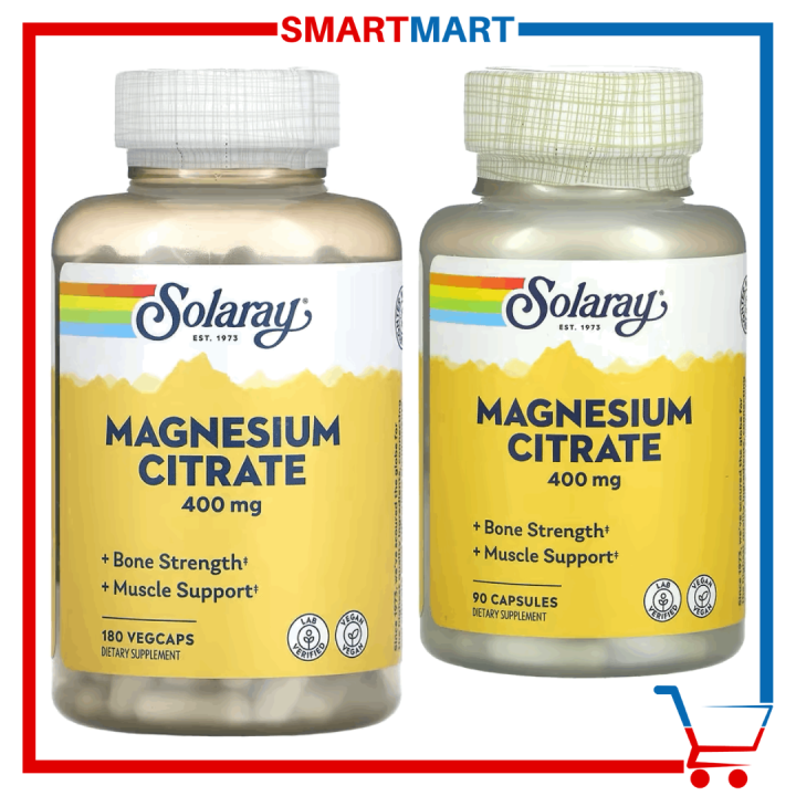 Solaray Magnesium Citrate 400 mg 90 / 180 Vegetable Capsules | Lazada PH