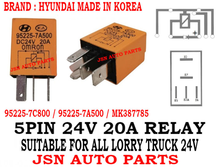 5PIN 24V 20A 95225-7A500 20A95225-7A500 MK387785 HEAD LAMP RELAY ...