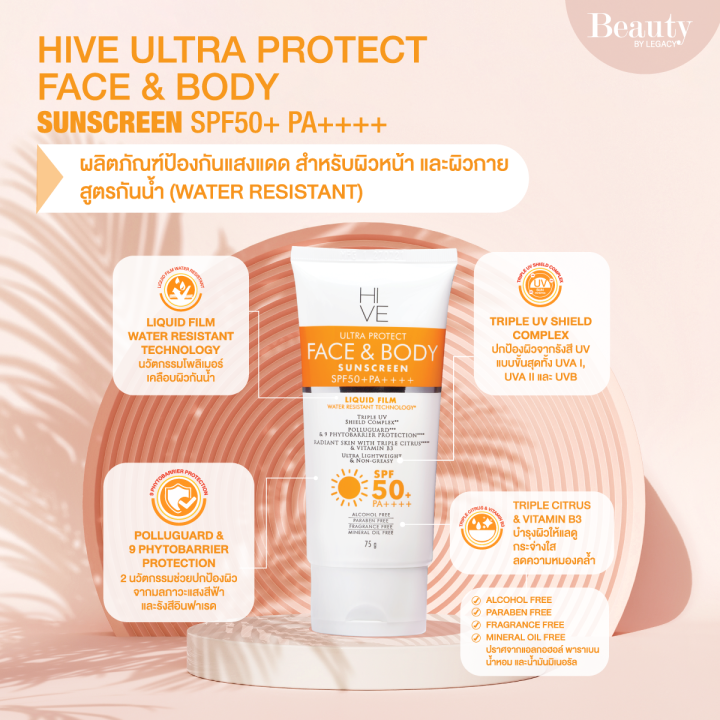 HIVE ULTRA PROTECT FACE & BODY SUNSCREEN SPF50+ PA++++ | Lazada.co.th