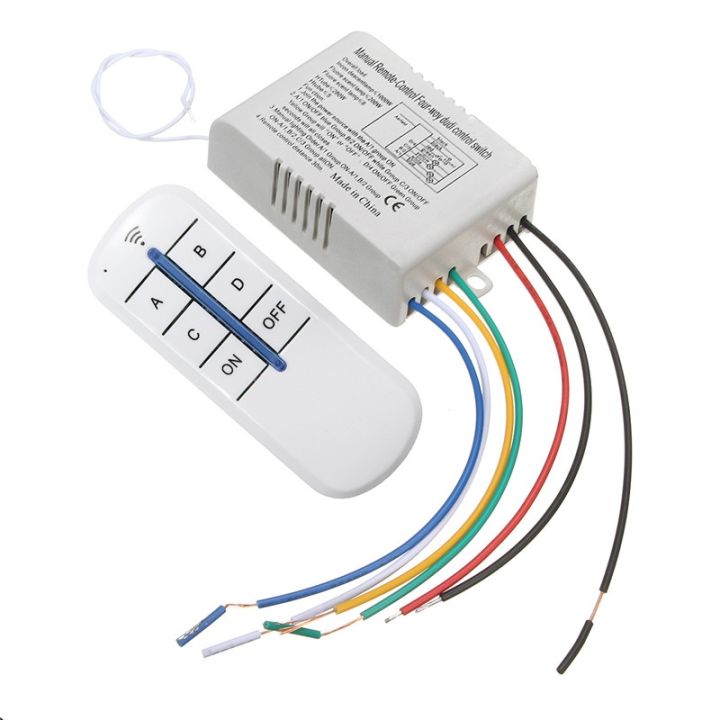 AC 220V 30M 4 Ways Digital RF Lamp Remote Control Switch ON/OFF ...