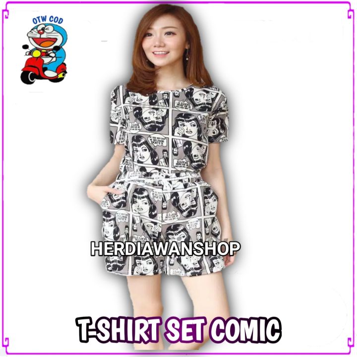 HERDIAWANSHOP T-SHIRT SETELAN COMIC KAOS SET MOTIF COMIC PAKAIAN ...