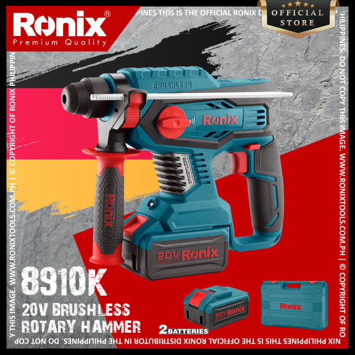 New! 🇩🇪 Ronix 8910k Premium Quality Germany Cordless Rotary Hammer Kit, 20V, 2.2ـJ-Brushless ...