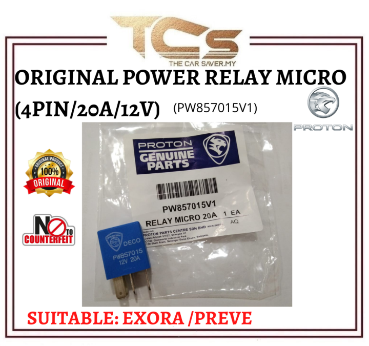 MICRO FAN RELAY (ORIGINAL) PROTON EXORA PREVE(4PIN/20A/12V) PW857015V1 ...