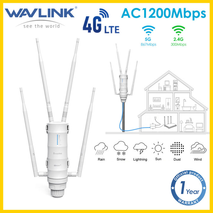 Wavlink AC1200 High Power 4G LTE Outdoor Wi-Fi Router Dual Band 2.4Ghz ...