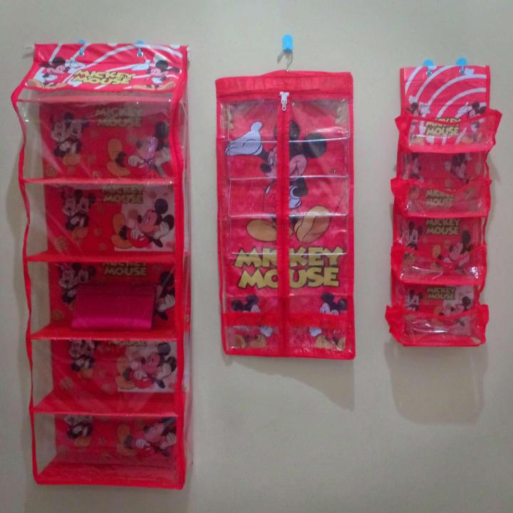 rak set gantung 3 in 1 rak tas + jilbab + kosmetik karakter miki mouse ...