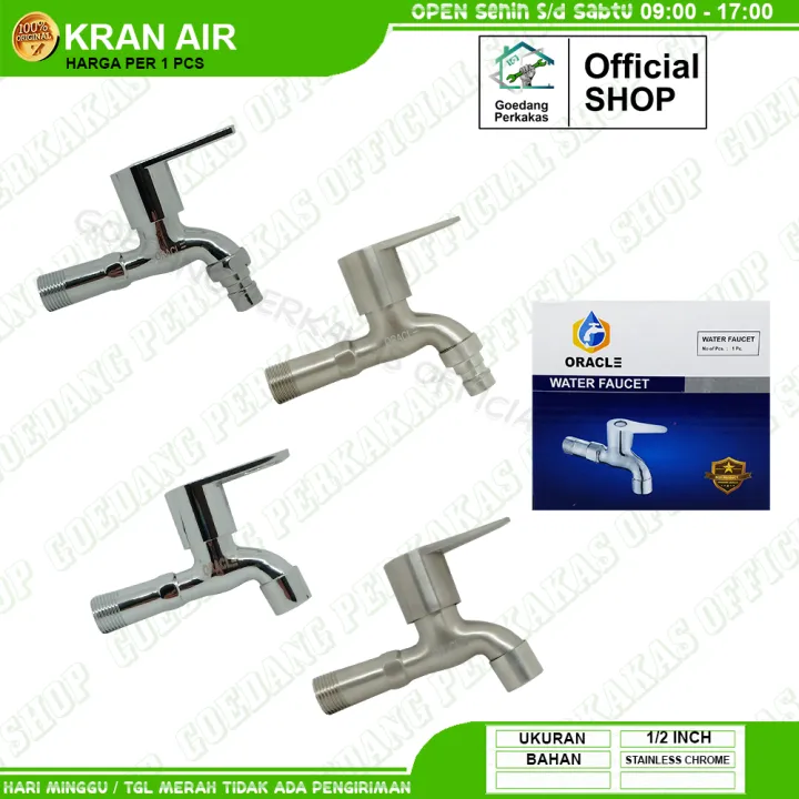 Kran Air Stainless Steel Chrome Tembok Taman Ukuran 1/2 Inch Oracle ...