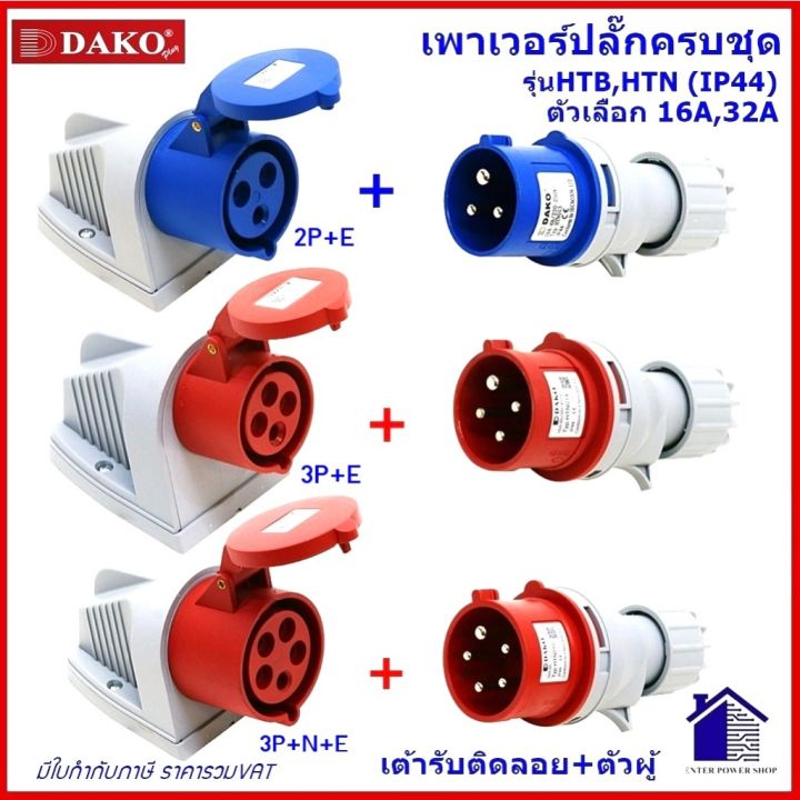 "DAKO"เพาเวอร์ปลั๊กPOWERPLUG #(ครบชุดตัวผู้+เต้ารับติดลอย) รุ่น HTB,HTN 16,32A 3ขา 4 ขา 5ขา#IP44 ...