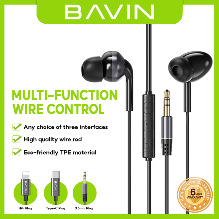 BAVIN HX879 Stereo Bass In-Ear Earphones Headset Wired Earbuds Durable ...