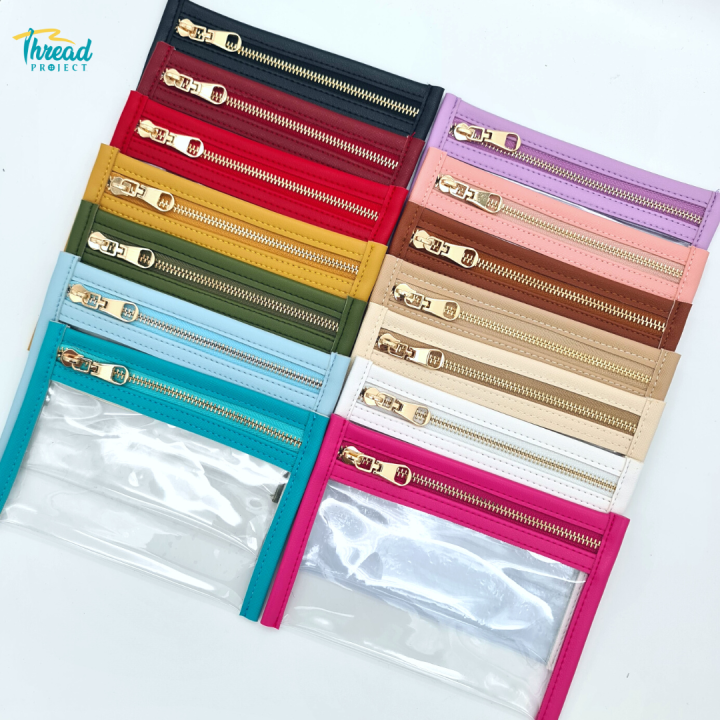 THREAD PROJECTS Vanity Makeup Pouch 14 Colors Clear PVC Cosmetic Lip ...