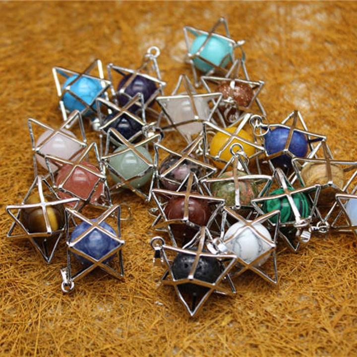 Merkaba 34*34mm Women Jewelry Pendant Natural Stone Clear Crystal ...