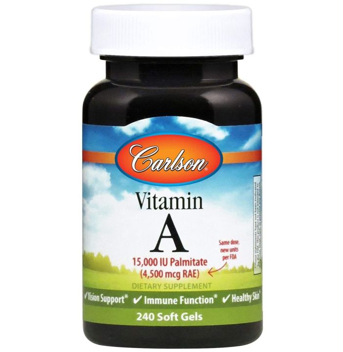 Carlson Vitamin A Palmitate 15000 IU 4500 mcg RAE 240 Softgels Vision ...