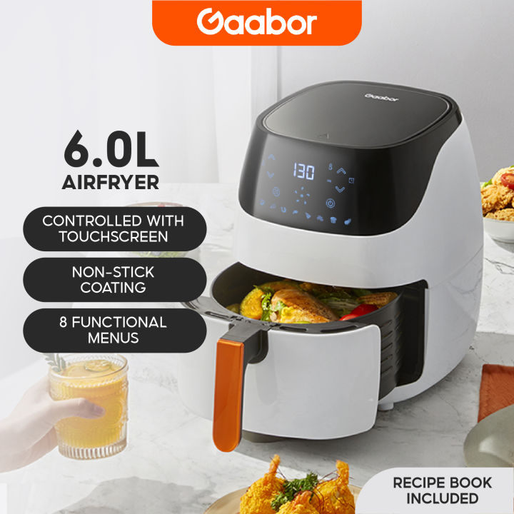 Gaabor Air Fryer, 6L nonstick, touch screen with 8 functional menus and ...