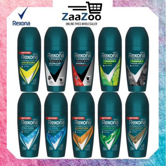 Rexona Roll On Men / Lelaki 45ml / 50ml ice cool/adventure/sports defense/v8/quantum/extra cool ...