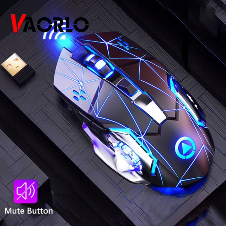 VAORLO 2.4G Wireless Gaming Mouse 1600 DPI LED Rechargeable Adjustable ...