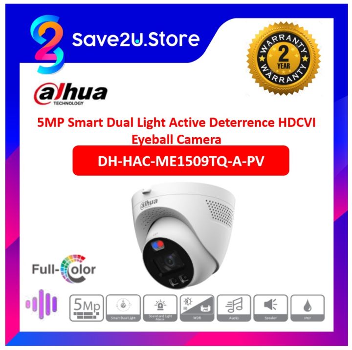 DAHUA DH-HAC-ME1509TQ-A-PV 5MP Smart Dual Light Active Deterrence HDCVI Eyeball Camera | Lazada