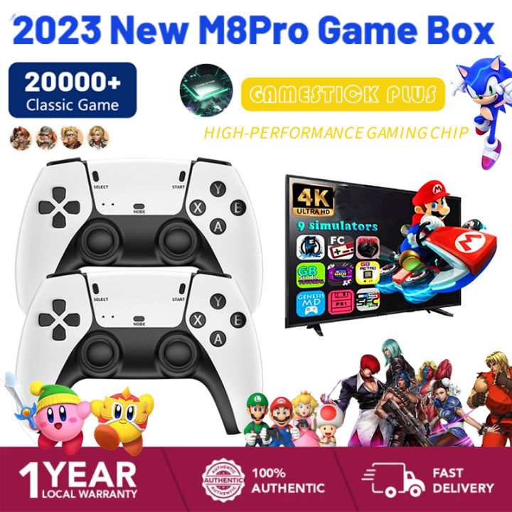 【100% ของแท้】 M8/M8 Pro Game Stick 4K HDMI HD คอนโซลวิดีโอ 2.4G ตัวควบคุมไร้สาย สําหรับ PS1/ FC ...