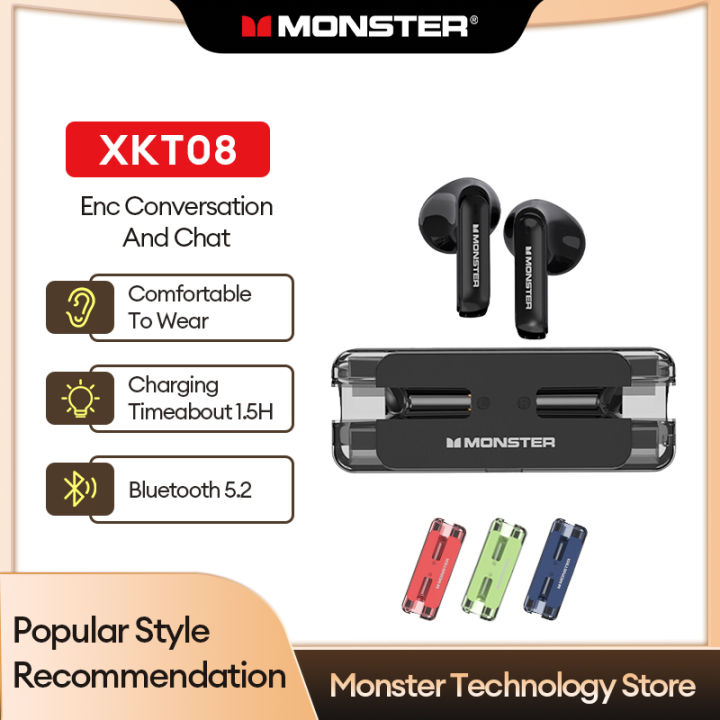 ต้นฉบับ Monster XKT08 BT5.3 หูฟังไร้สายหูฟังบลูทูธ HIFI หูฟังลดเสียงรบ ...